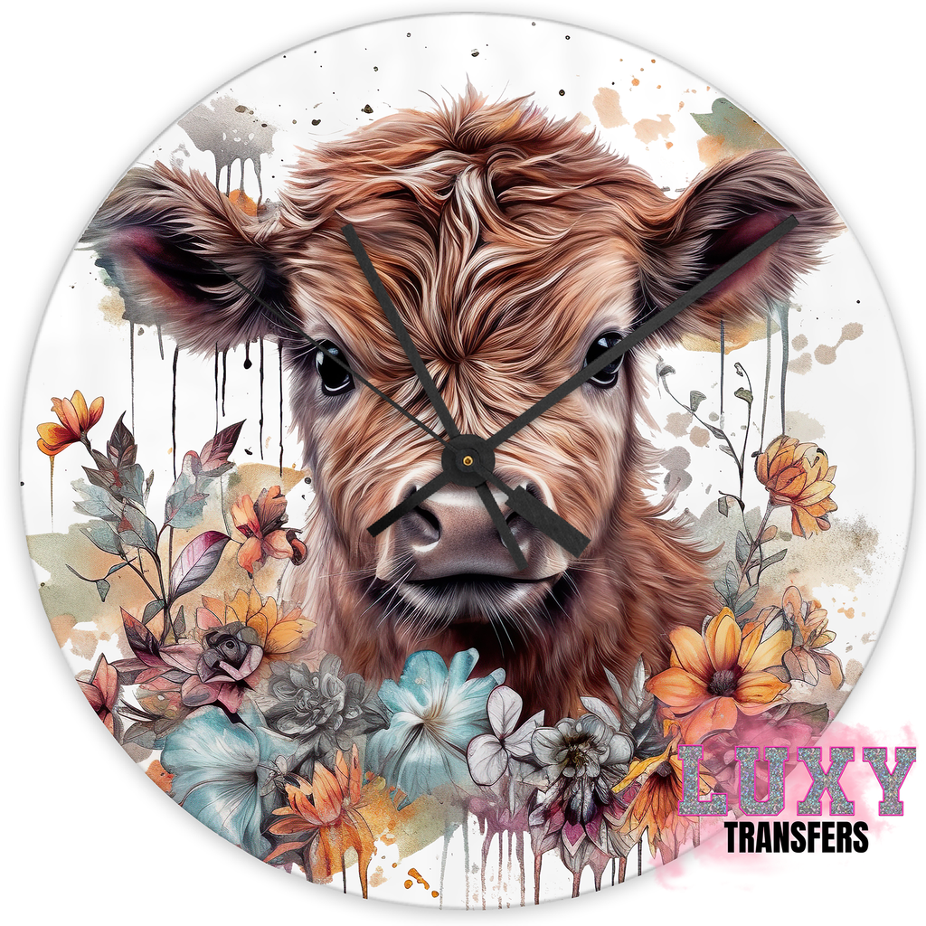 BABY HIGHLAND COW -30CM CLOCK TRANSFER – Lux Label & Co.