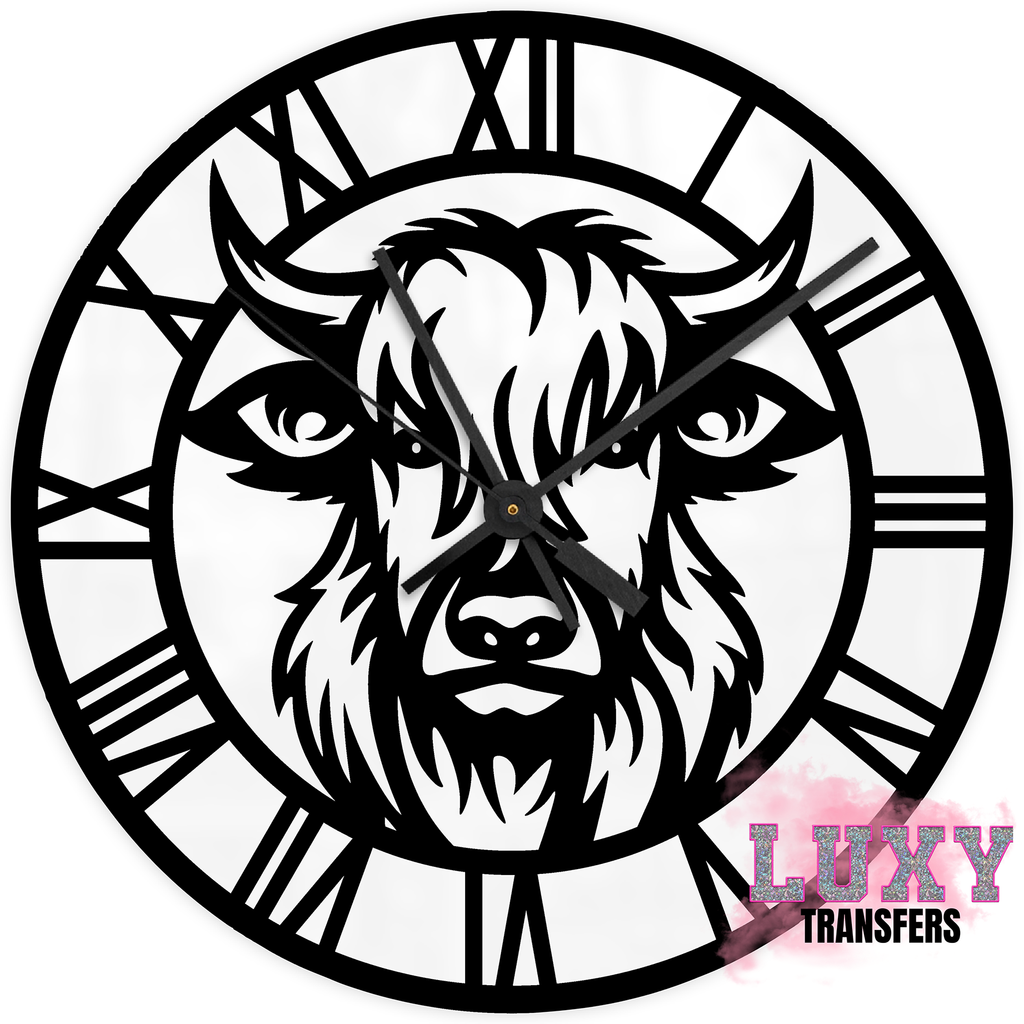 HIGHLAND COW -30CM CLOCK TRANSFER – Lux Label & Co.