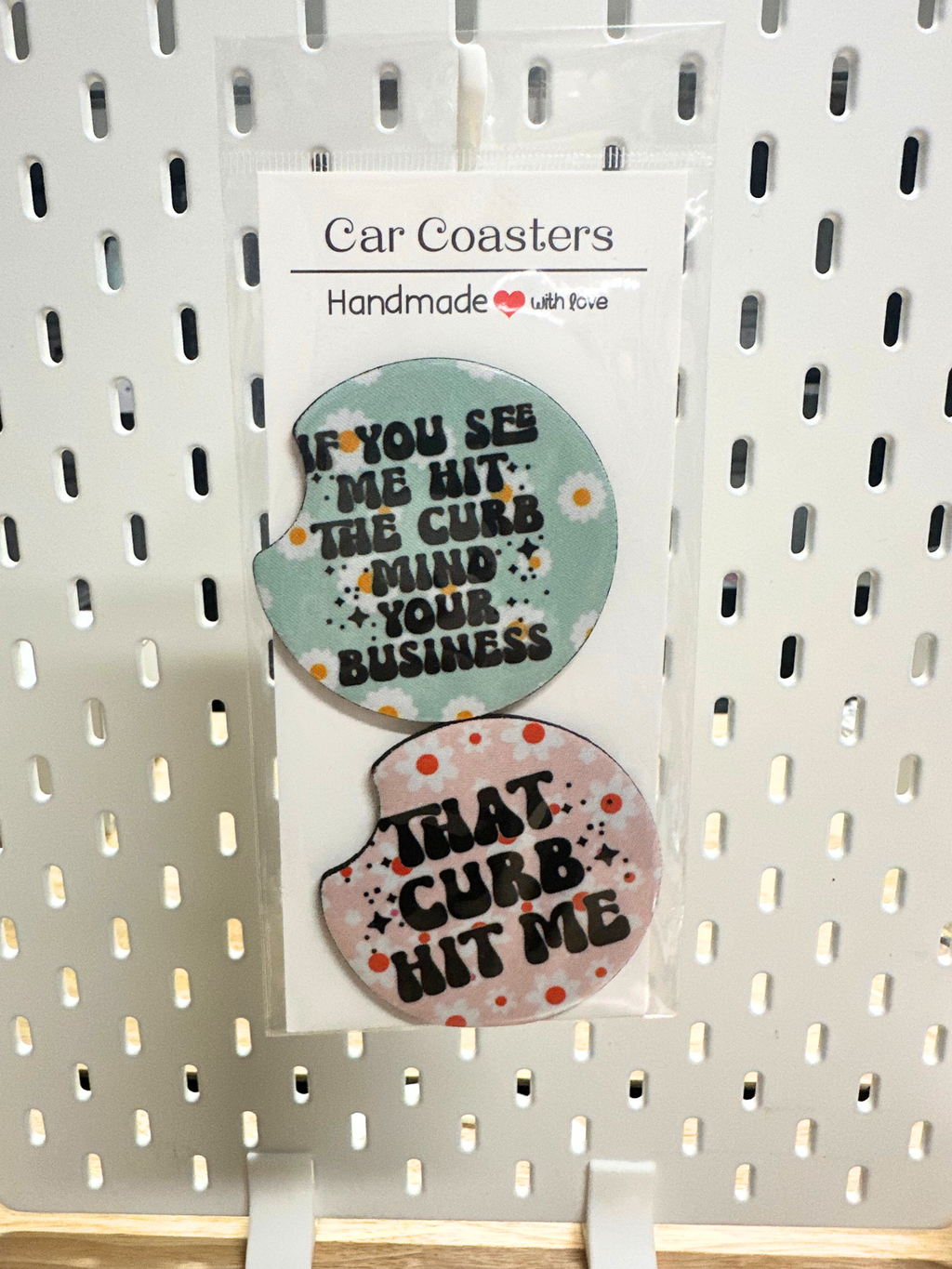 PRE MADE DRINK CAR COASTERS- THAT CURB HIT ME – Lux Label & Co.