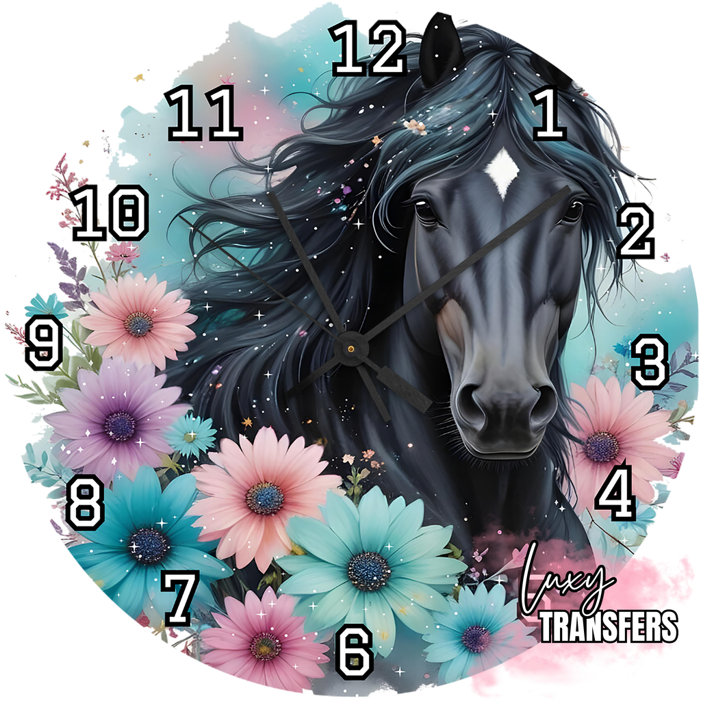 BLACK HORSE -30CM CLOCK TRANSFER – Lux Label & Co.