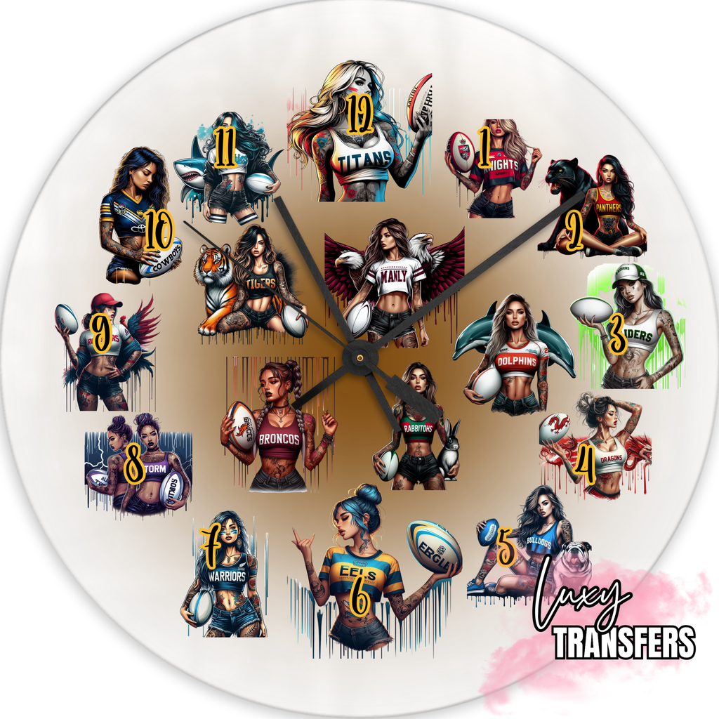 NRL GIRLS -30CM CLOCK TRANSFER – Lux Label & Co.