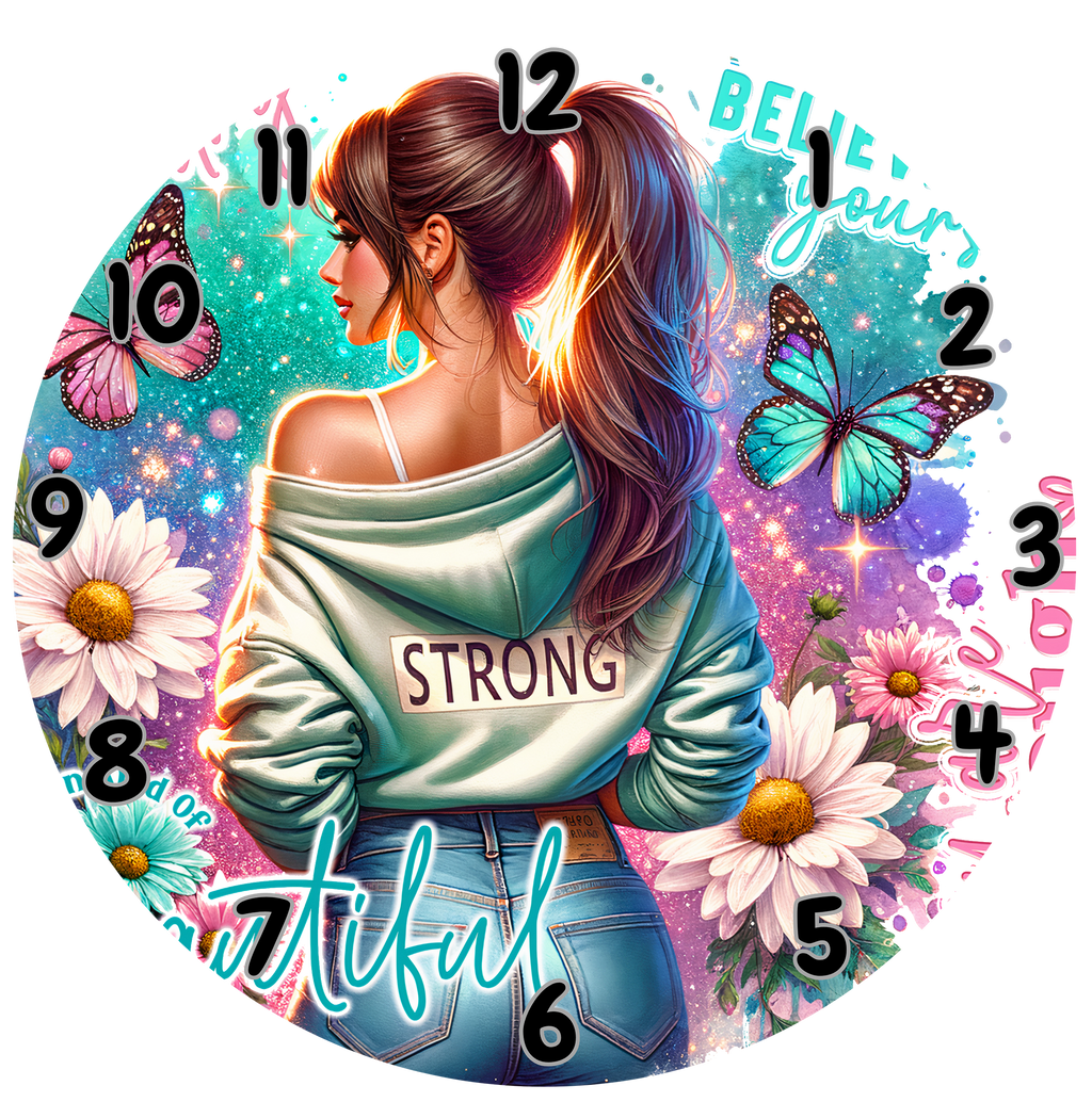 STRONG WOMAN - 30CM CLOCK TRANSFER – Lux Label & Co.