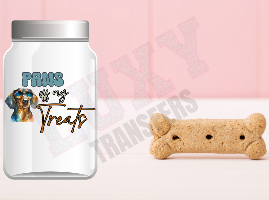 DACHSHUND PAWS OFF MY TREATS CANISTER UV DECAL – Lux Label & Co.