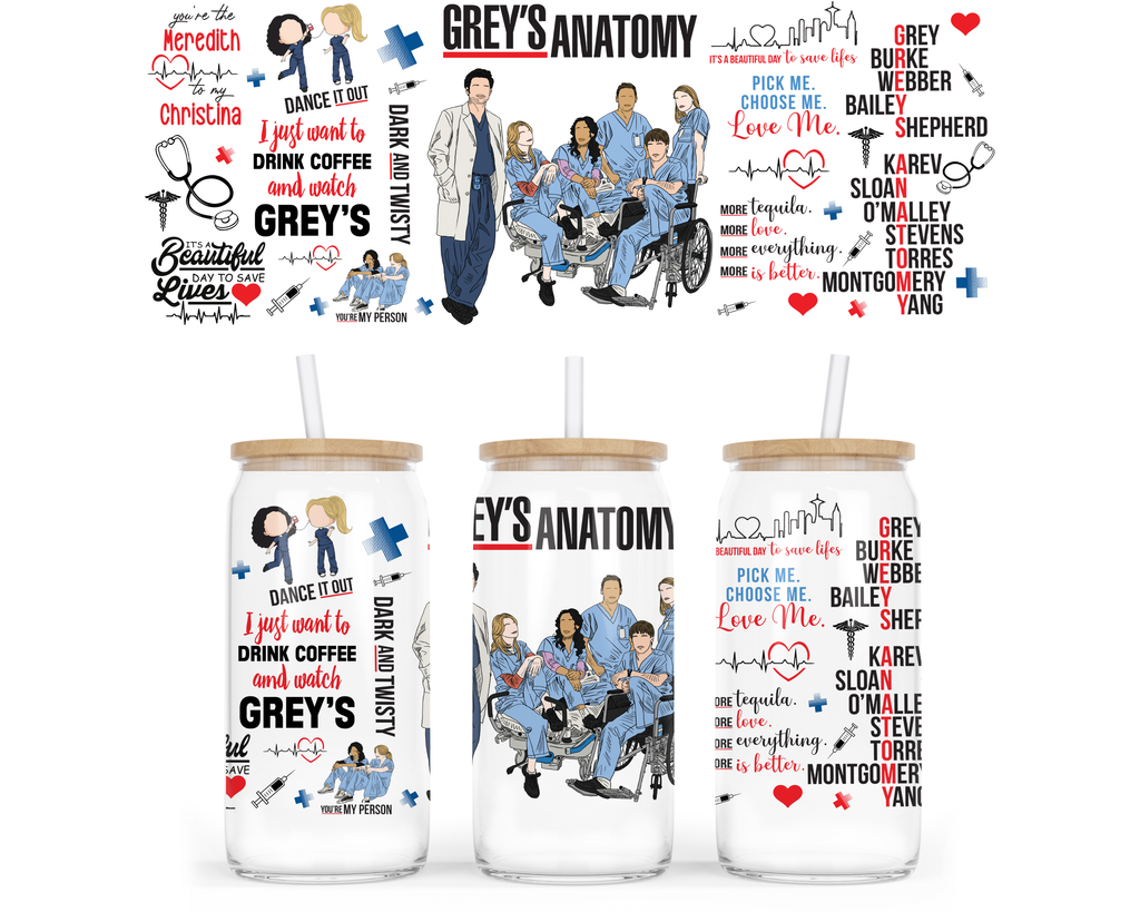 GREYS ANATOMY - INSTOCK 16 OZ UV DTF WRAP – Lux Label & Co.
