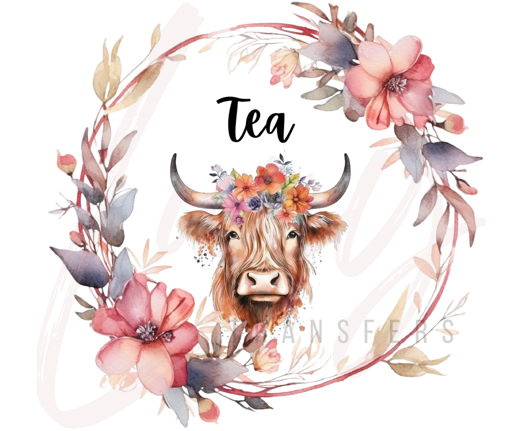 HIGHLAND COW TEA WREATH CANISTER UV DECAL – Lux Label & Co.
