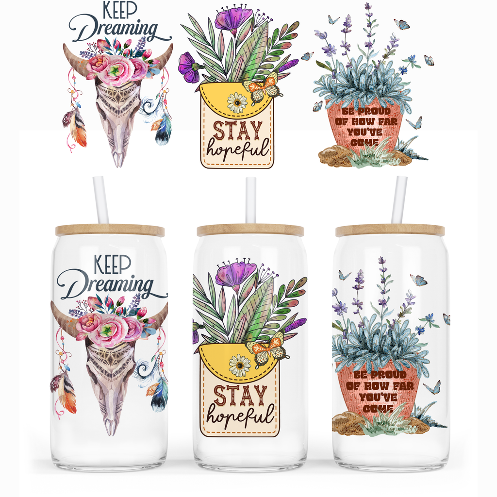 KEEP DREAMING & STAY HOPEFUL - INSTOCK 16 OZ UV DTF WRAP – Lux Label & Co.