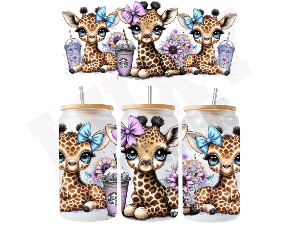 MINI GIRAFFES- INSTOCK 16 OZ UV DTF WRAP – Lux Label & Co.