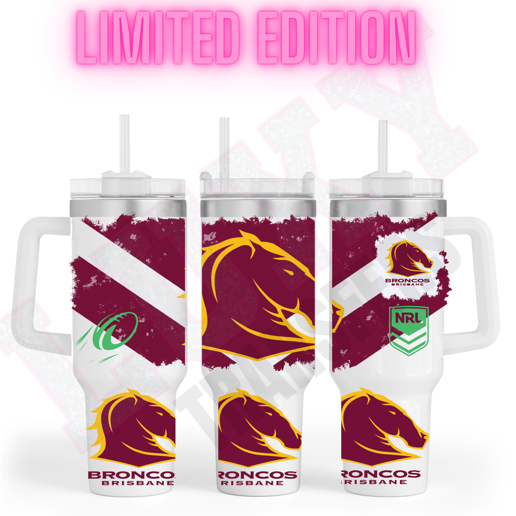 NRL BRONCOS- INSTOCK 40 OZ UV DTF WRAP – Lux Label & Co.