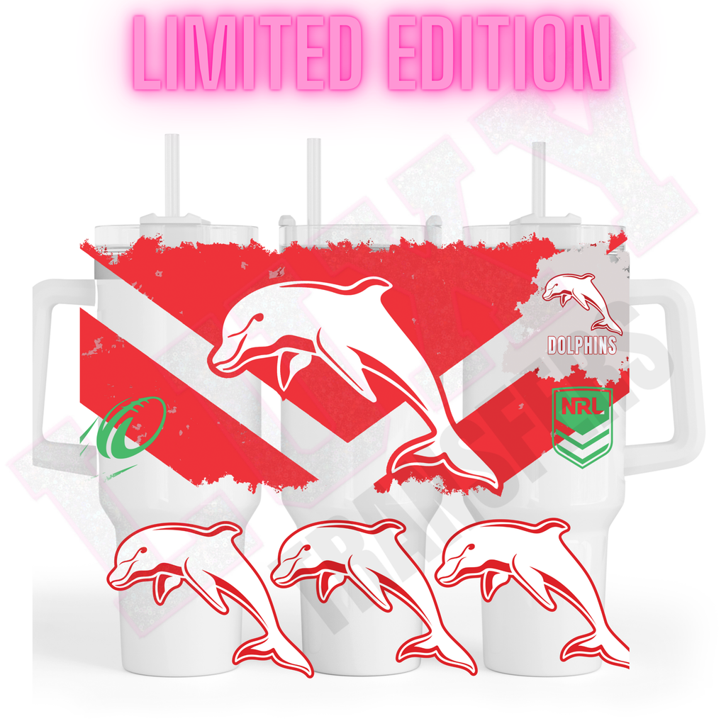 NRL DOLPHINS- INSTOCK 40 OZ UV DTF WRAP – Lux Label & Co.