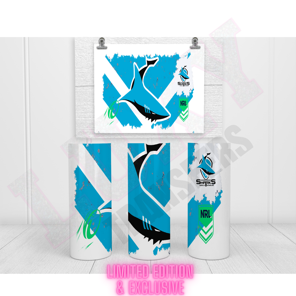 NRL SHARKS - INSTOCK 20 OZ UV DTF WRAPS – Lux Label & Co.
