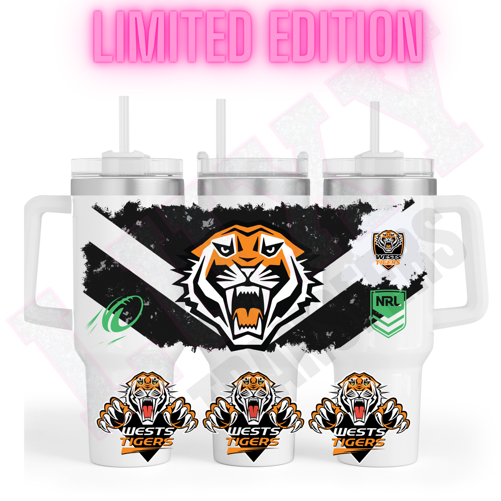 NRL TIGERS - INSTOCK 40 OZ UV DTF WRAP – Lux Label & Co.
