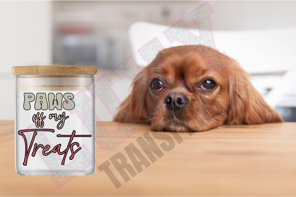 PAWS OFF MY TREATS CANISTER UV DECAL – Lux Label & Co.